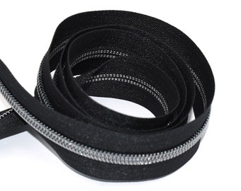 Size 3 Black Zipper With Black Coil 5 Yards & 15 Regular donut Zipper ...