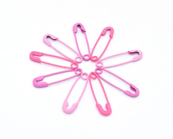 Safety Pins Pink Mini Safety Pins Metal Brooch Pins 19mm Tag | Etsy