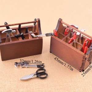 Mini Toolbox With 8pcs Tools Multi-tool Model Set Miniature Wooden ...