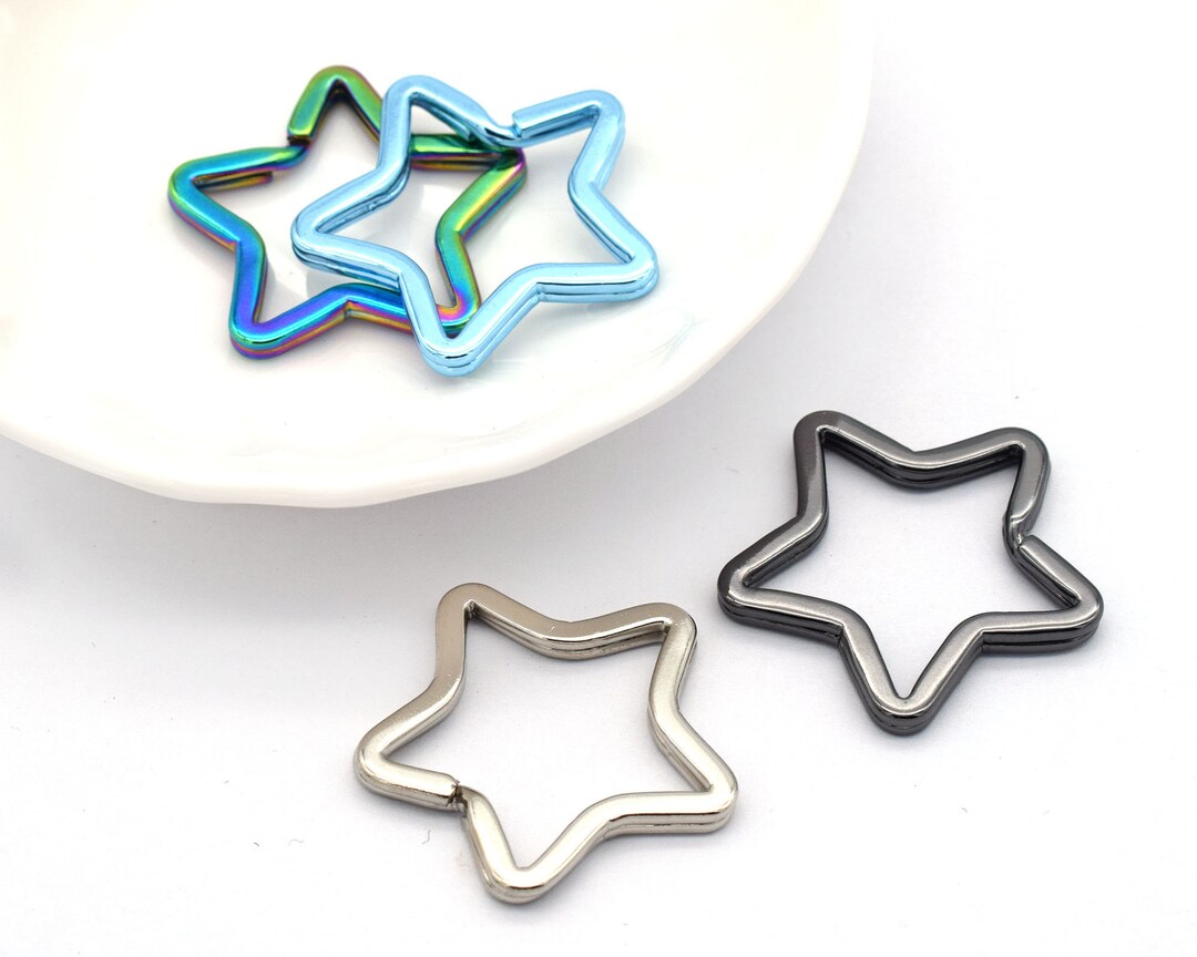 Rainbow Star Shape Split Ring 35mm Key Ring Jump Ring Leather Craft for ...