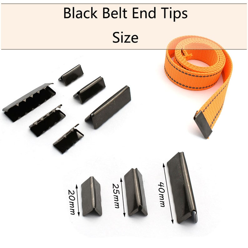 Metal Belt Buckle End Tips 3 Size Black Lanyard Clip Suspender Clip ...