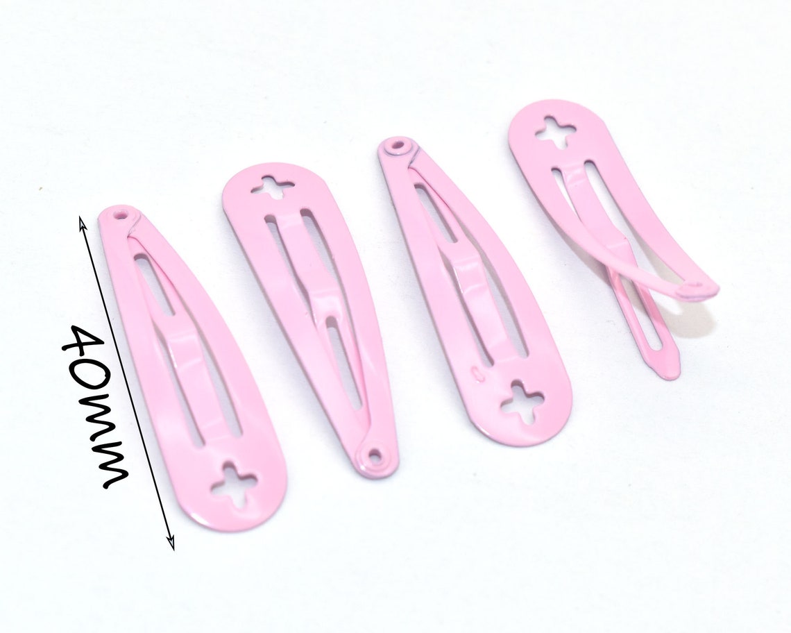40mm Pink Metal Snap Clips Blank Barrette Hair Clips Snappy Clips Baby ...