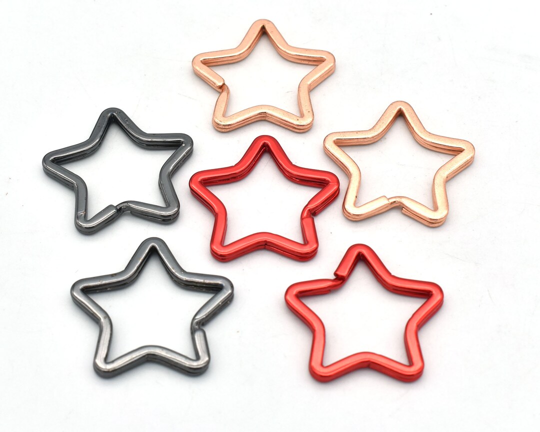 33mm Rose Gold Star Shape Split Ring Key Ring Jump Ring Leather Craft ...