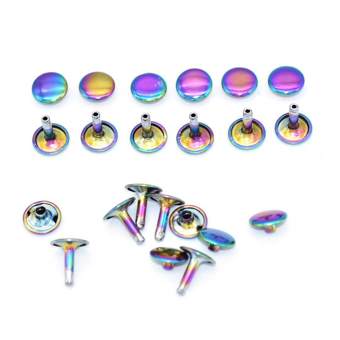 12mm Rainbow Material Double Cap Rivets Studs for Leathercrafts ...