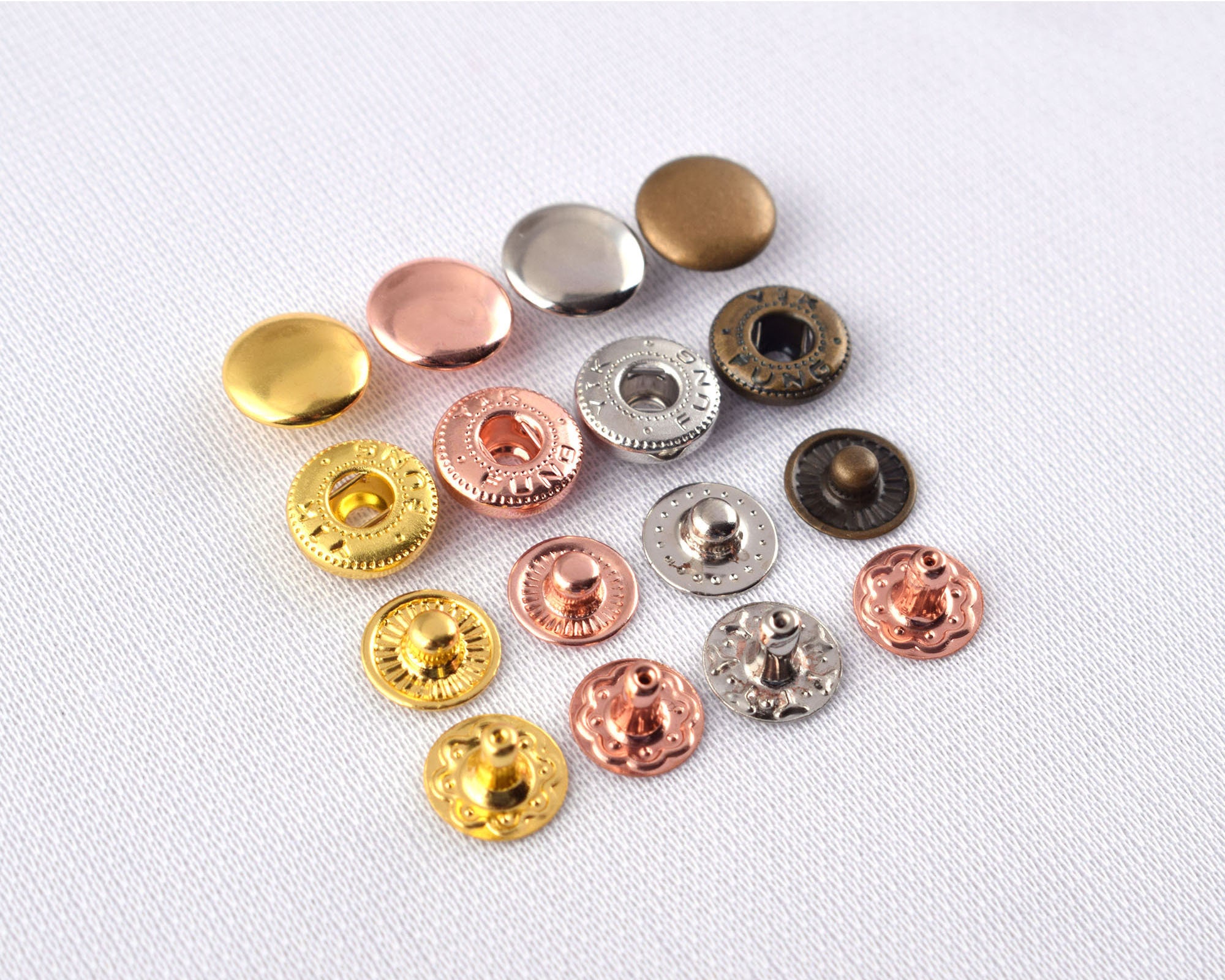 Metal Leather Snap Buttons 10mm Spring Snap Fasteners Kit Press Studs ...
