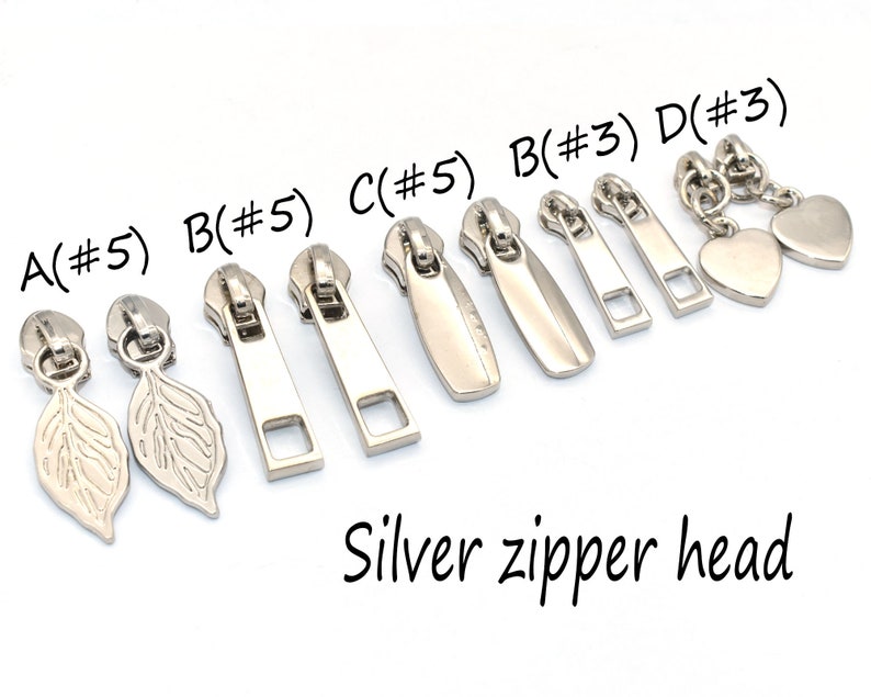 Size 3/5 Silver Zipper #3/5 Pendant Zipper Head Zipper Puller Alloy ...