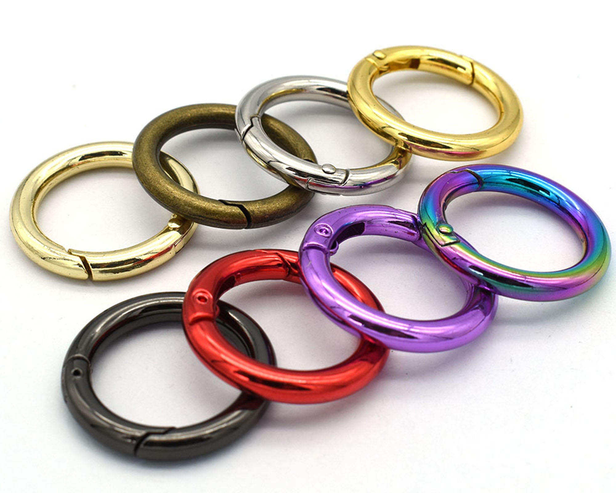 20mm Rainbow Round O Ring Gate Spring Snap Hook Gate O Ring Metal Snap ...
