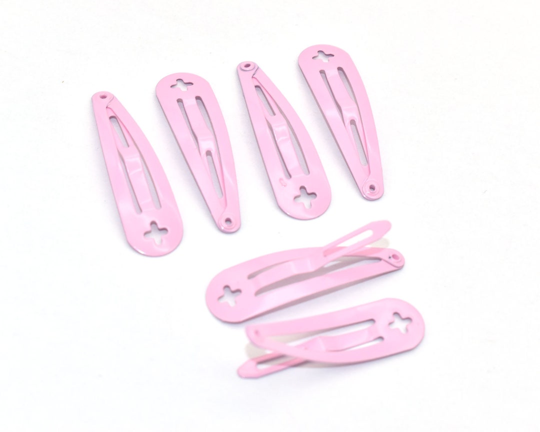 40mm Pink Metal Snap Clips Blank Barrette Hair Clips Snappy Clips Baby ...