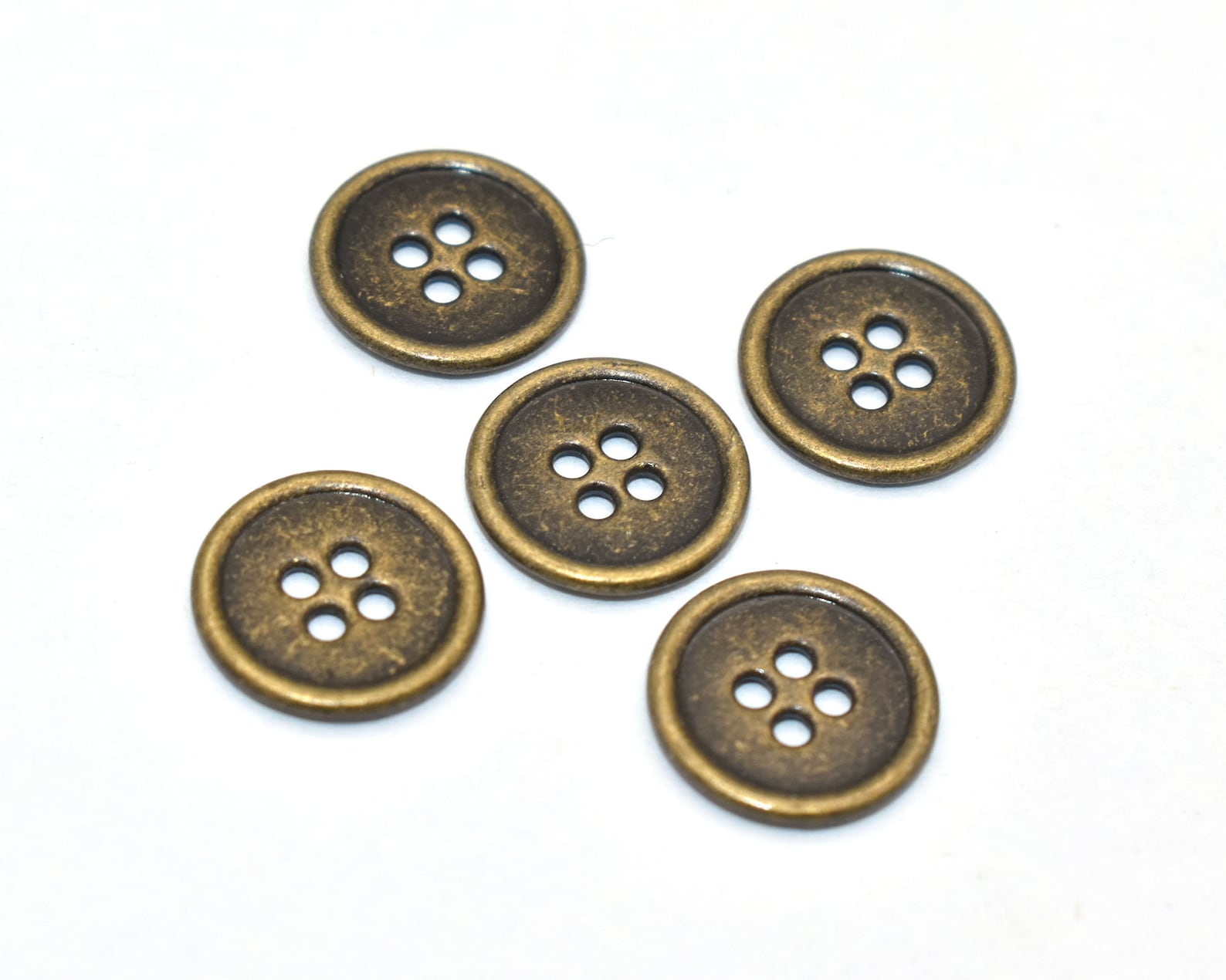 Bronze Coat Buttons Antique Metal Flat Button 10mm Four Hole Sewing ...