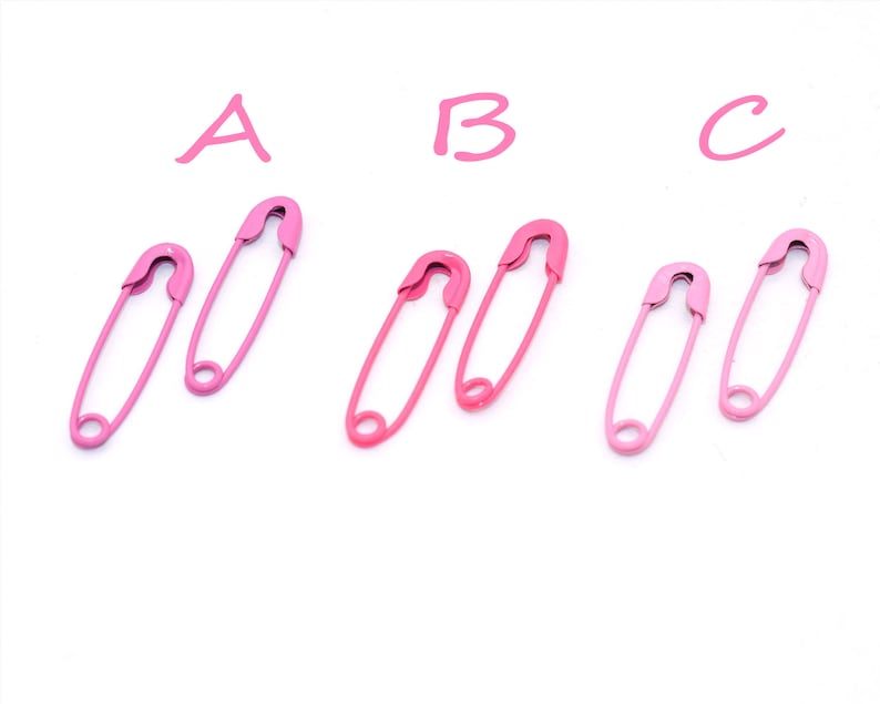 Safety Pins Pink Mini Safety Pins Metal Brooch Pins 19mm Tag | Etsy