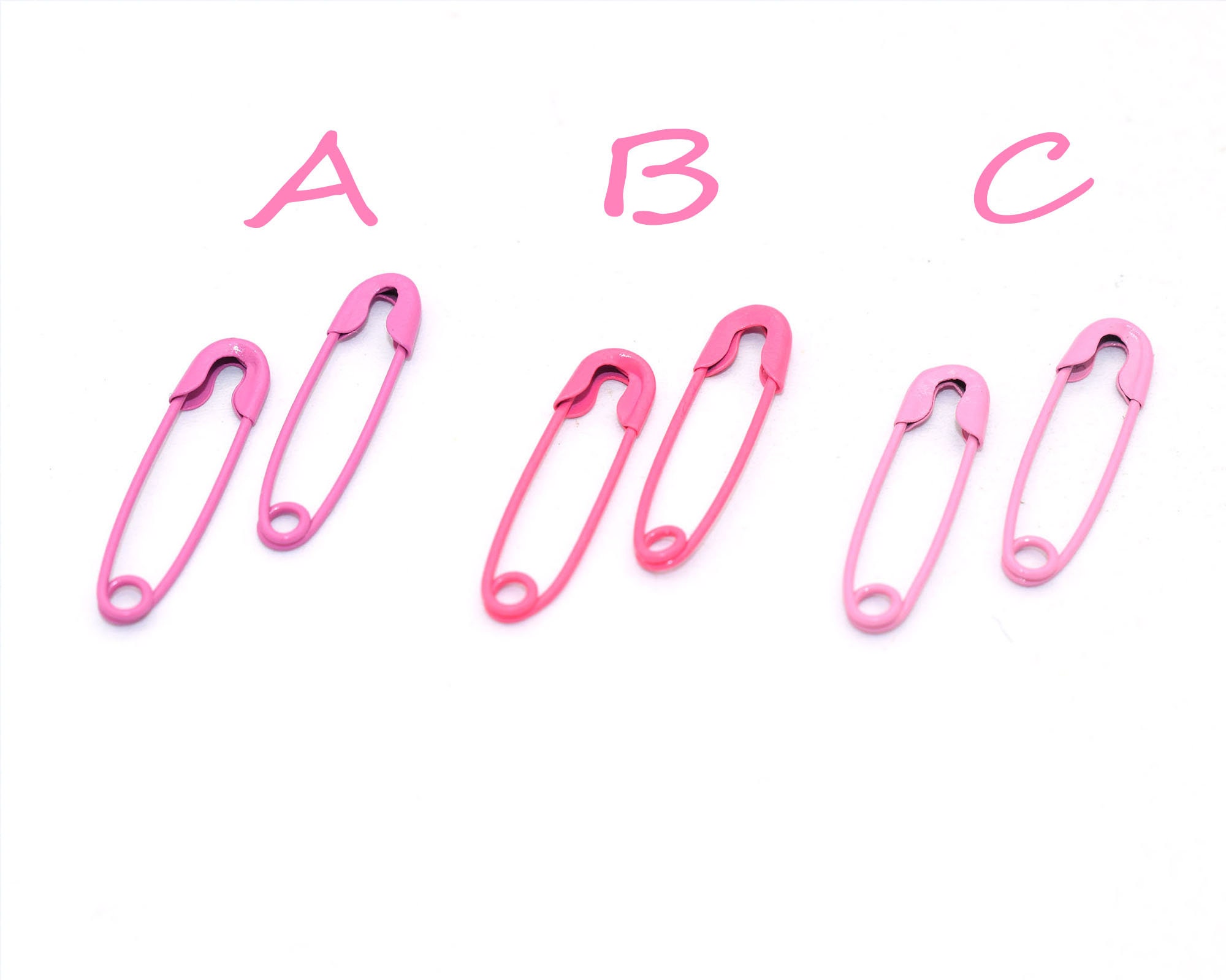 Safety Pins Pink Mini Safety Pins Metal Brooch Pins 19mm Tag - Etsy