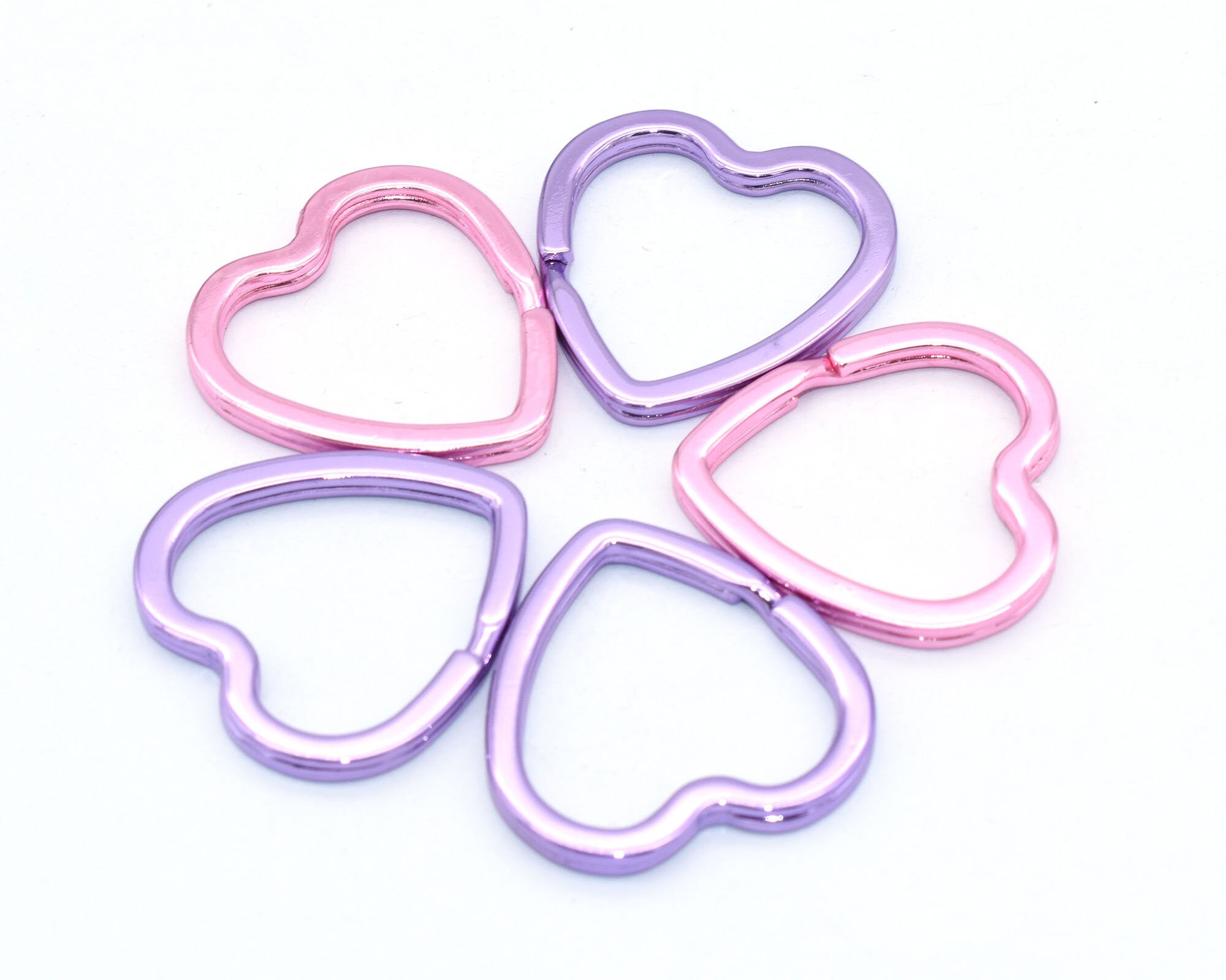 30mm Heart Shape Key Ring Purple Split Ring Pink Jump Ring - Etsy UK