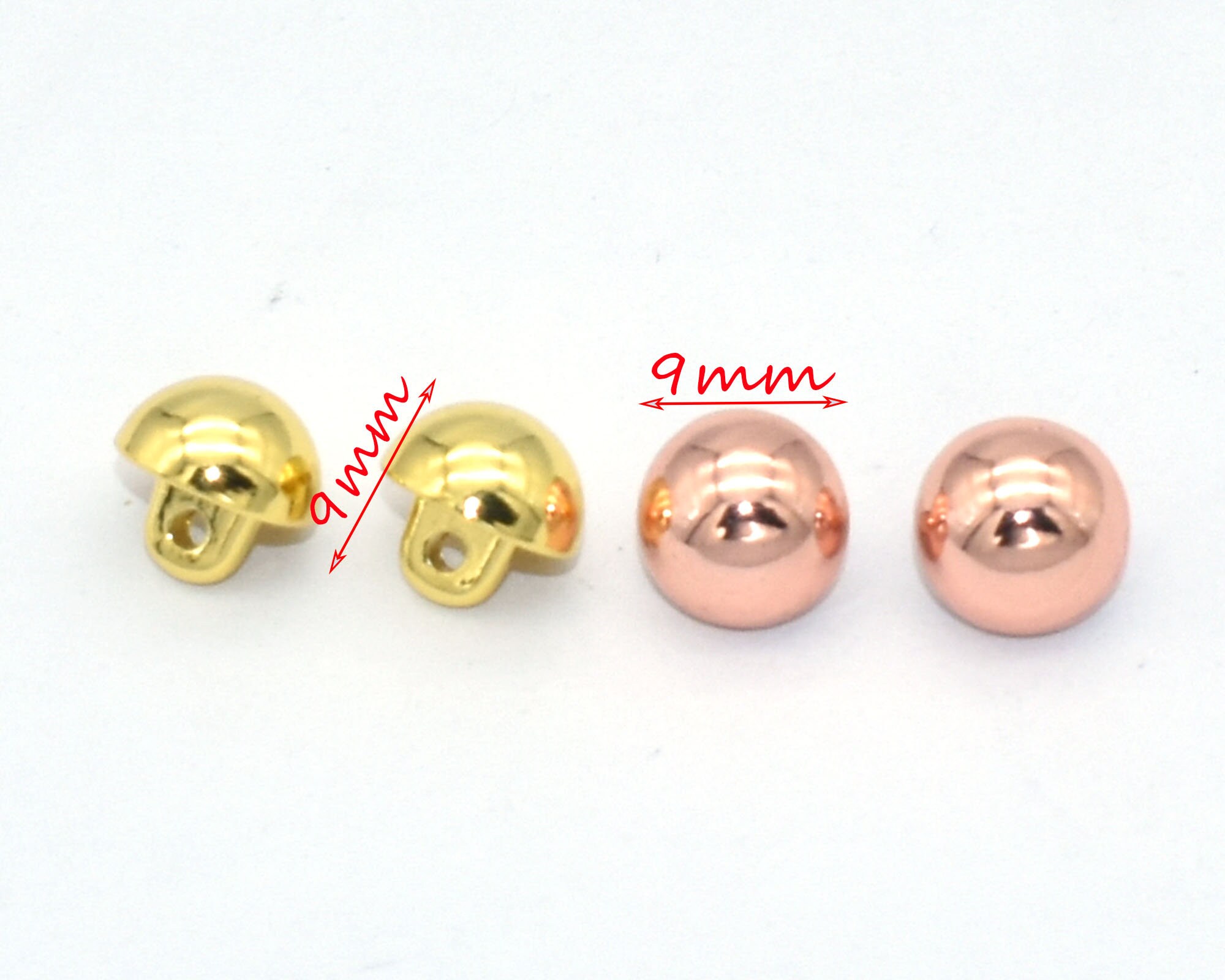 9mm Rose Gold Sewing Buttons Hemispherical Fasteners Smooth Surface ...