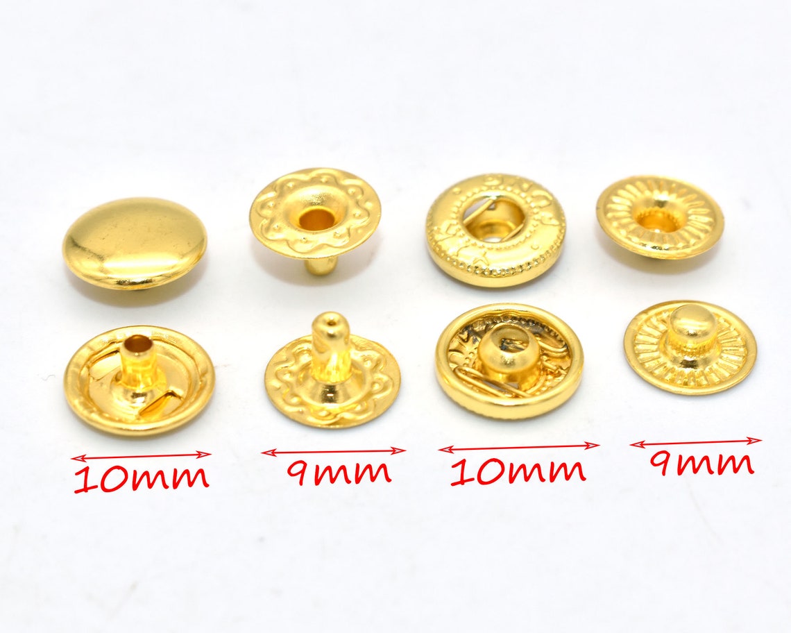 Gold Snap Buttons Spring Snap Fasteners Studs Snap Buttons Poppers ...