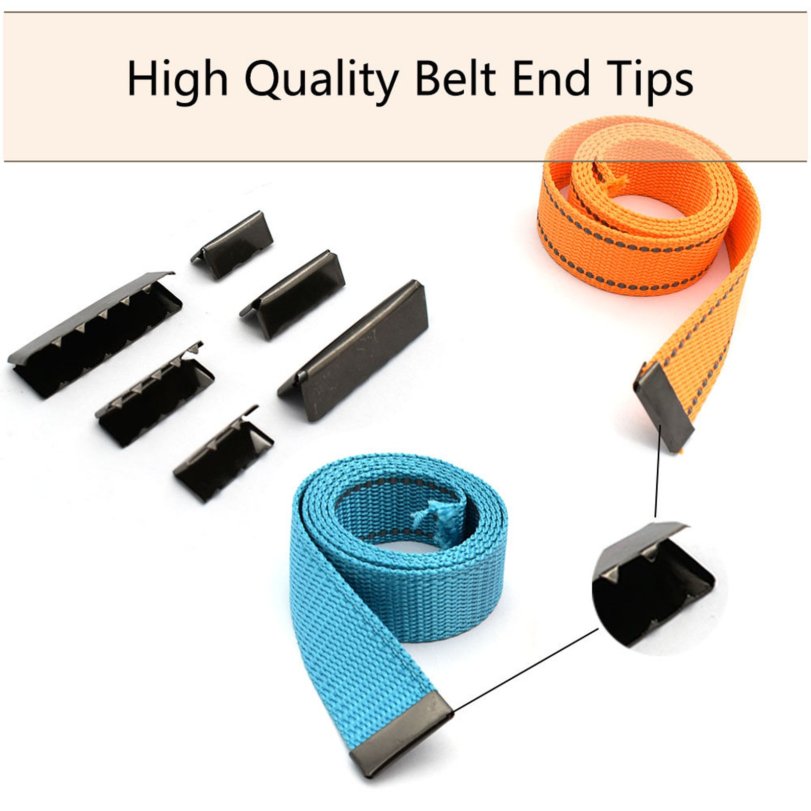 Metal Belt Buckle End Tips 3 Size Black Lanyard Clip Suspender Clip ...