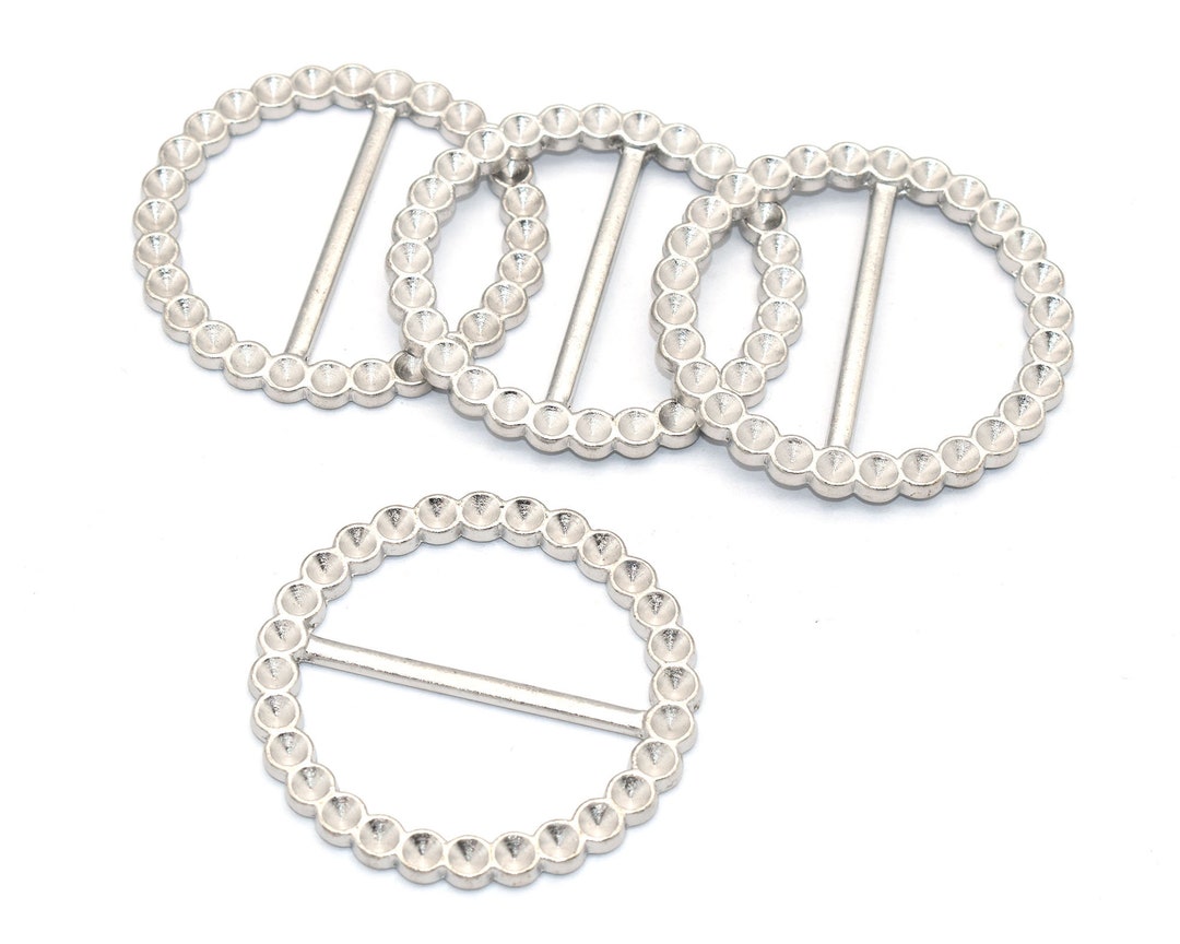 Metal Round Slide Buckles Belt Buckle Silver Purse Rings Strap Adjuster ...