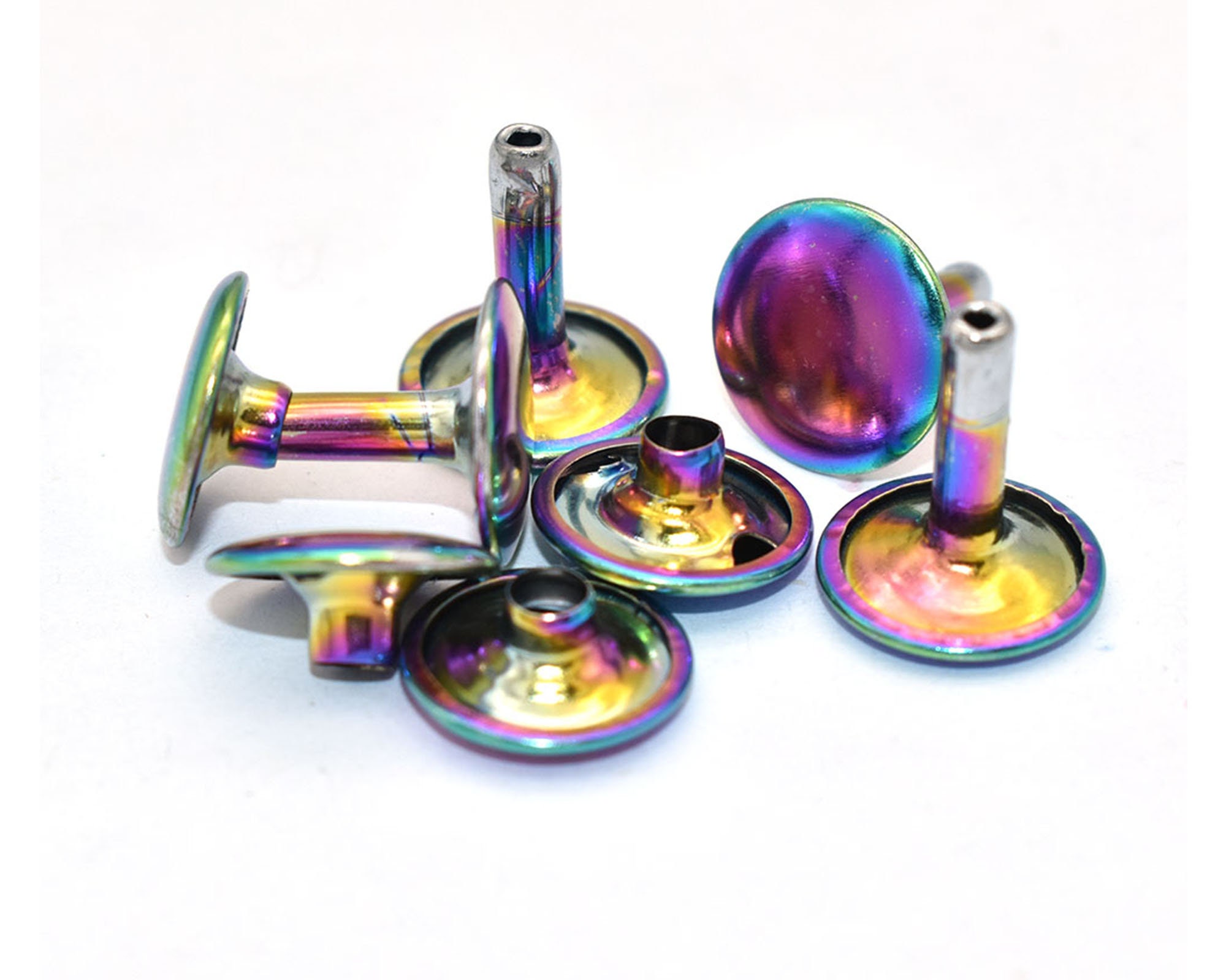 Metal Double Cap Leather Rivets Rainbow 6 Size Metal Rapid - Etsy
