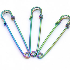 58/75mm Rainbow Safety Pin Clothing Shawl Pin Brooch Pins Large Safety ...