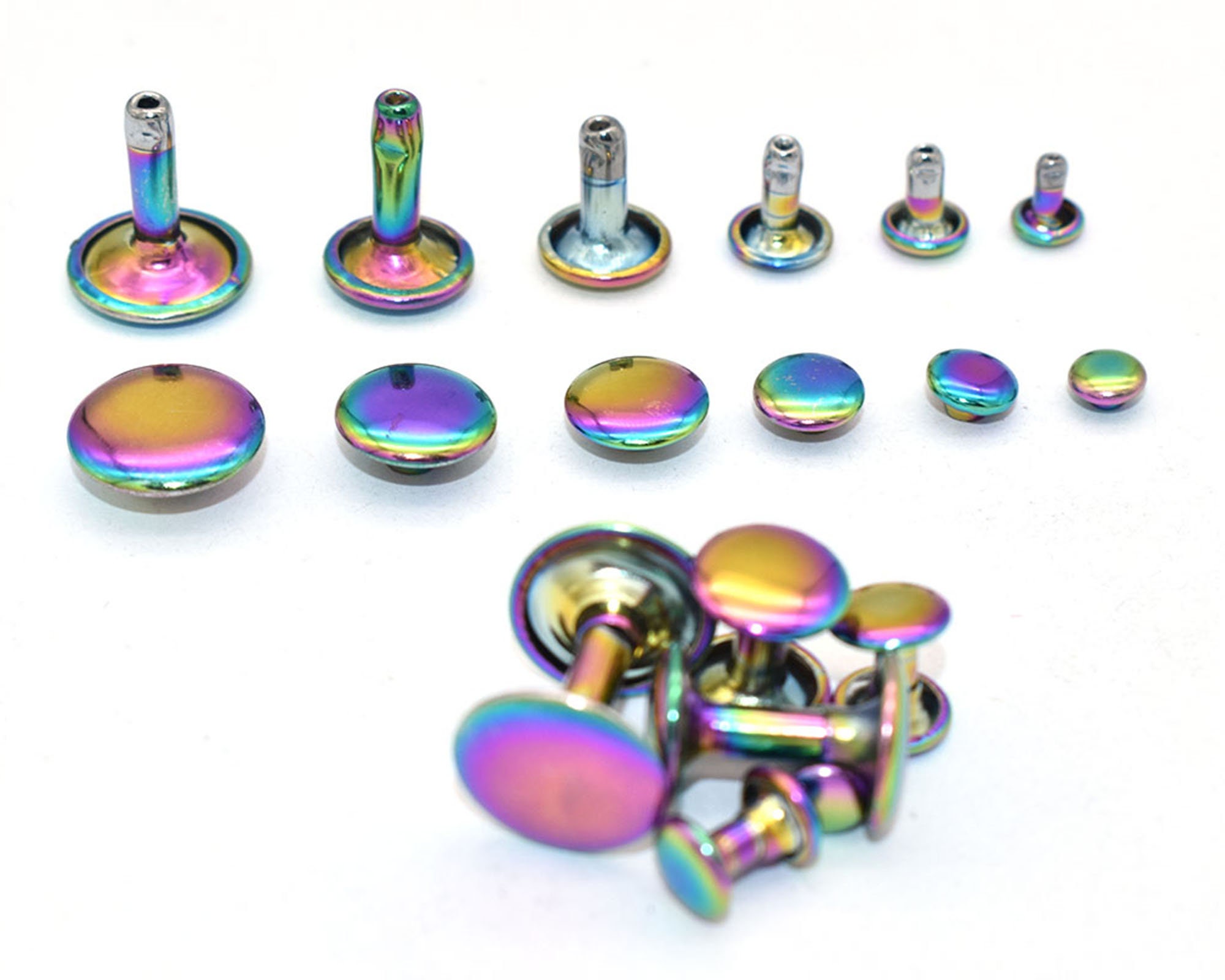Metal Double Cap Leather Rivets Rainbow 6 Size Metal Rapid - Etsy