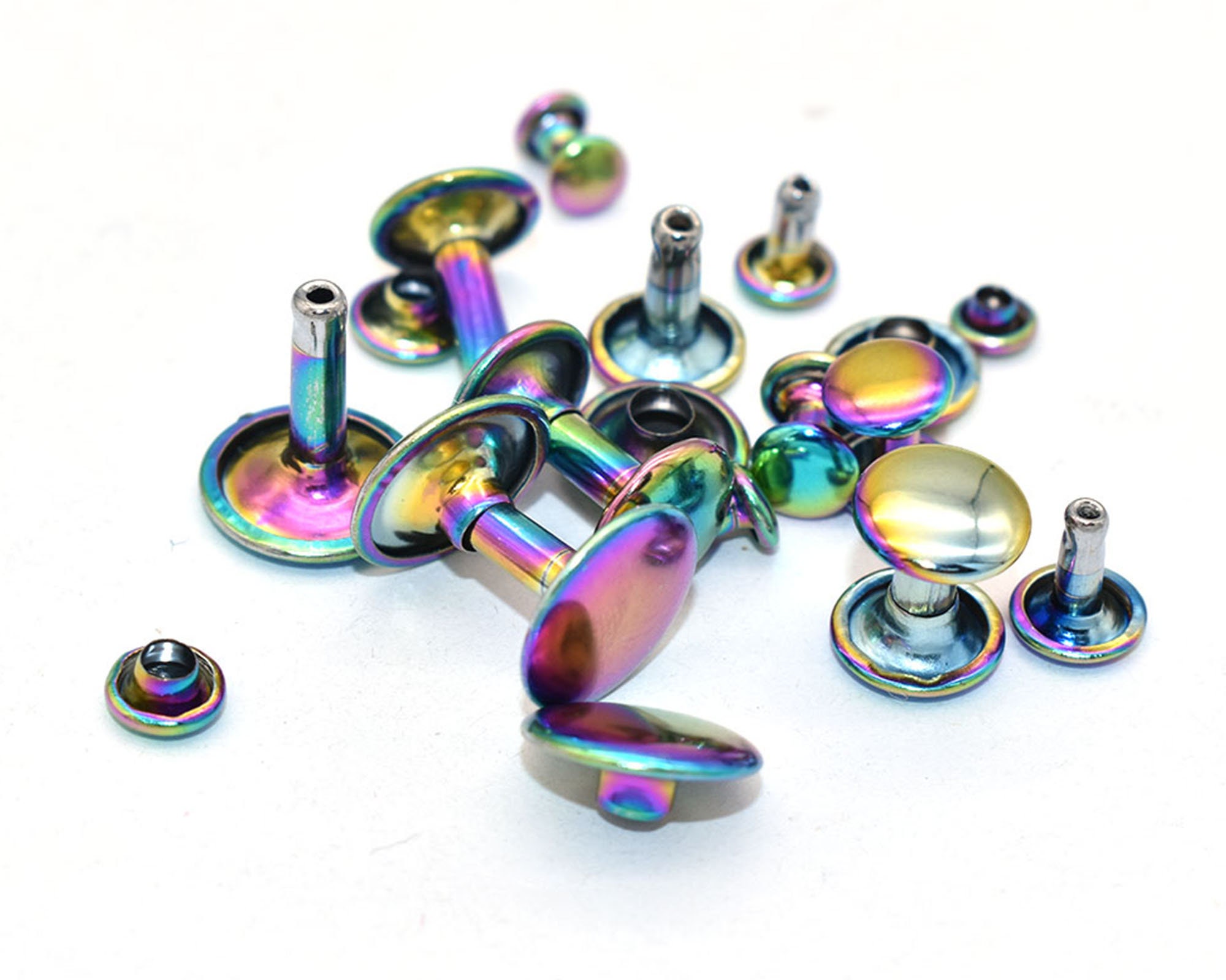 Metal Double Cap Leather Rivets Rainbow 6 Size Metal Rapid - Etsy