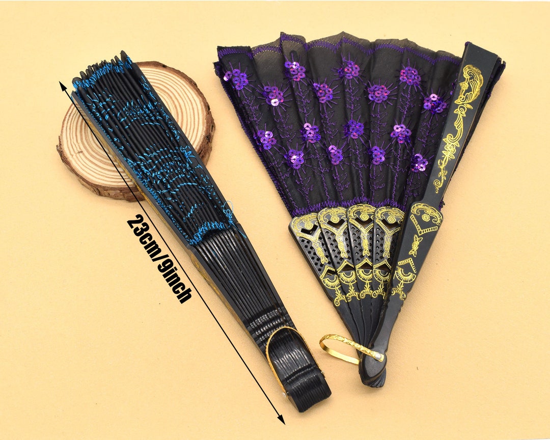 Hand Fan Fabric Fan 9peacock Chinese Silk Fans Handheld Fan Folding Fan ...