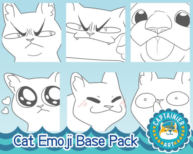 Cat Emoji Base Pack Furry Lineart & Base - Etsy UK