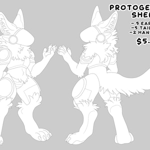 Protogen Reference Sheet Base Furry Lineart & Base - Etsy UK