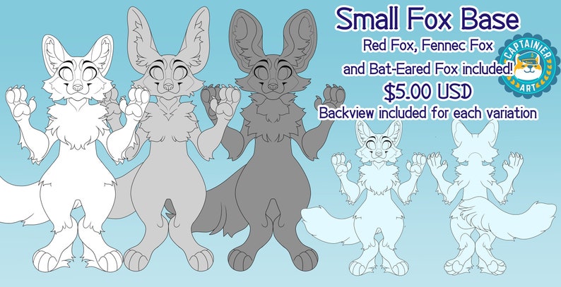 Small Fox Base Furry Lineart & Base | Etsy
