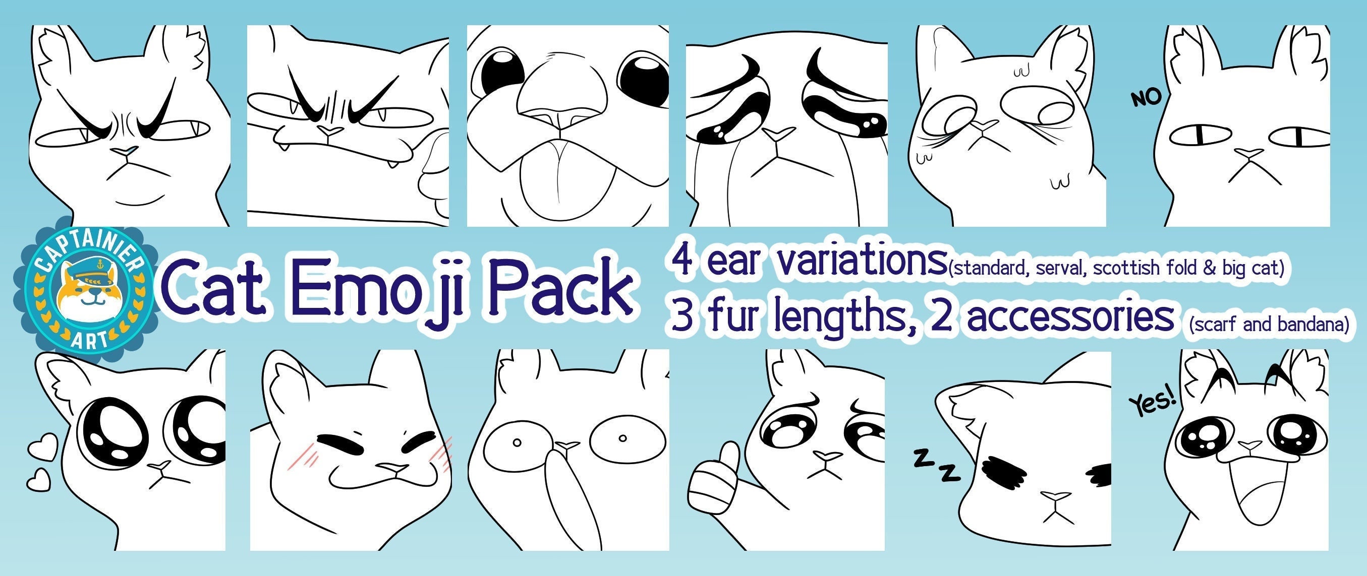 Cat Emoji Base Pack Furry Lineart & Base - Etsy