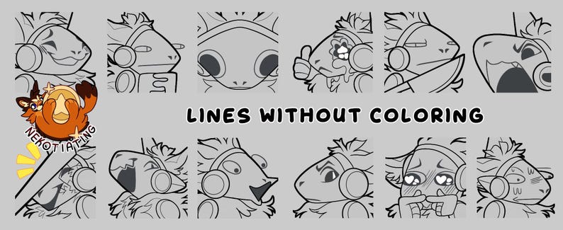 Protogen Emoji Pack 2025 | Furry Lineart & Base - Etsy