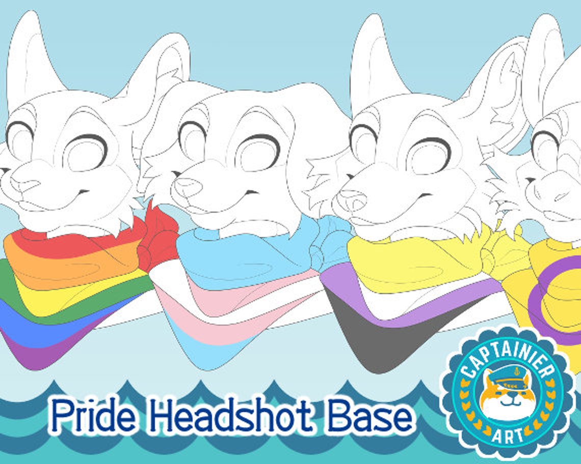Pride Headshot Base Furry LGBTQ Lineart - Etsy