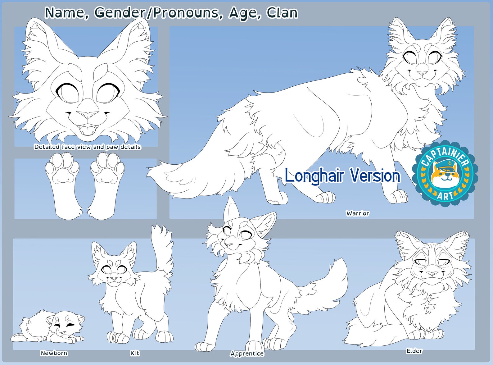 Warriors Reference Sheet Base Feline & Cat Lineart Base - Etsy