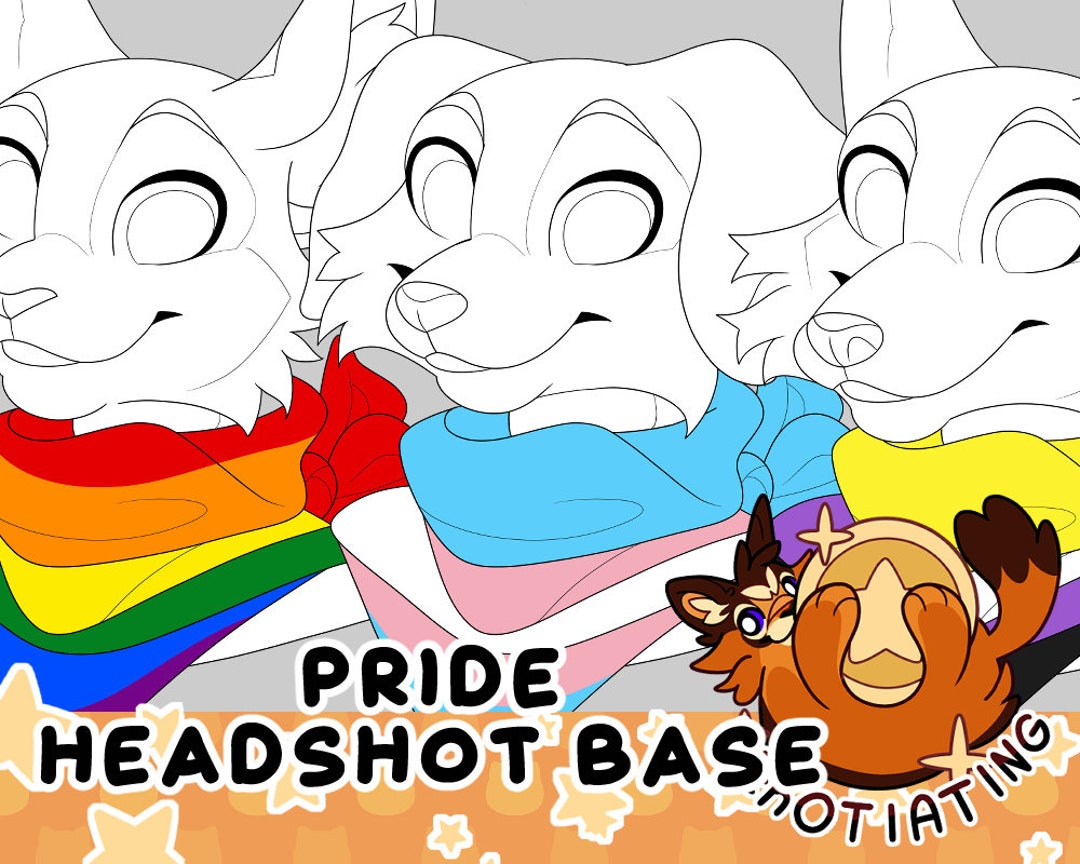 Pride Headshot Base | Furry LGBTQ+ Lineart - Etsy