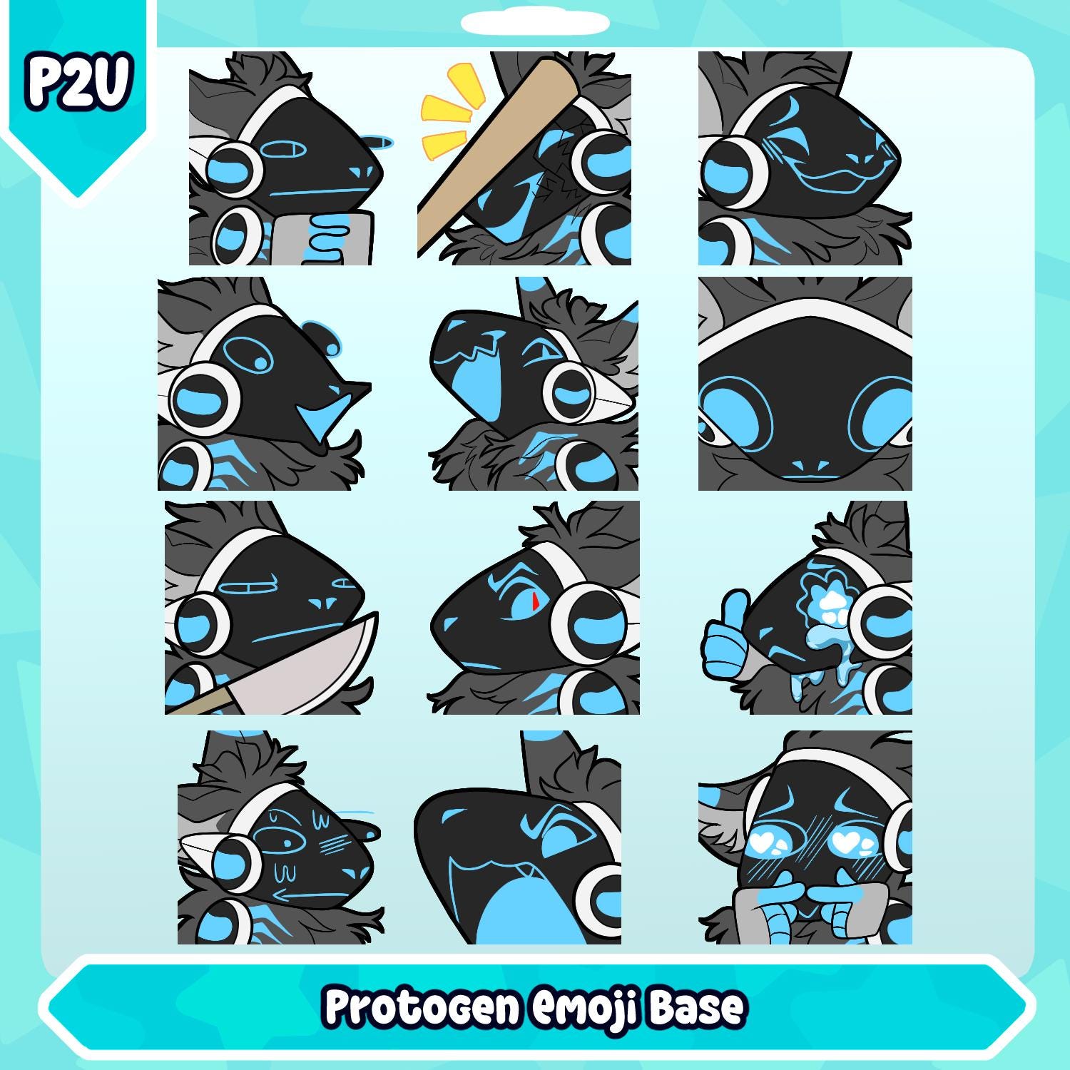 Protogen Emoji Pack 2025 | Furry Lineart & Base - Etsy
