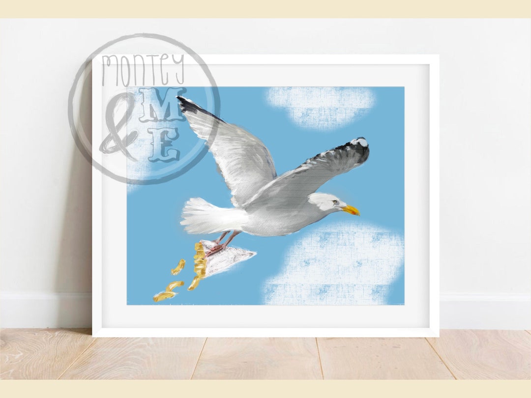 Chippy the Seagull, Uk Seaside Print Artwork - Etsy