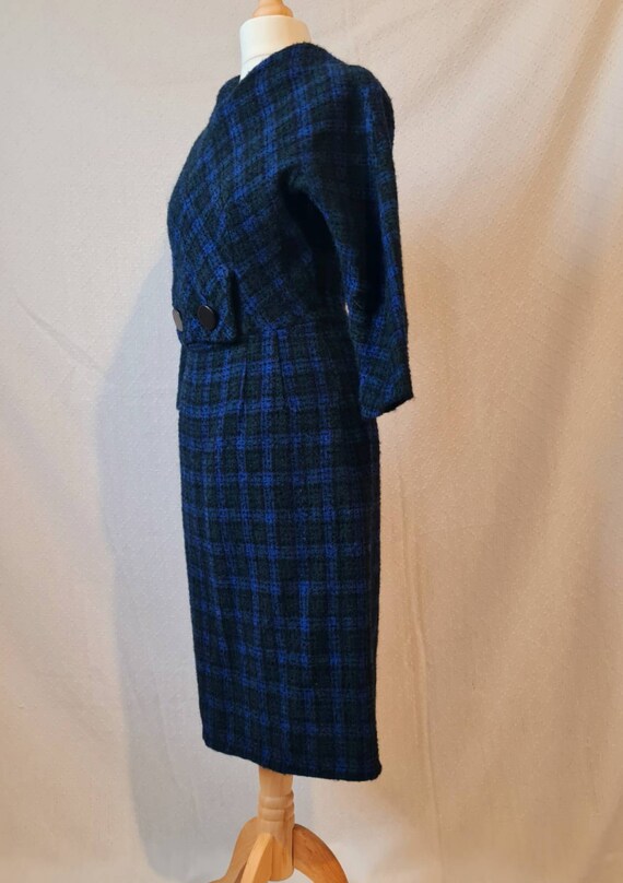 1960s Dula Models Tartan Wool Wiggle Dress - Gem