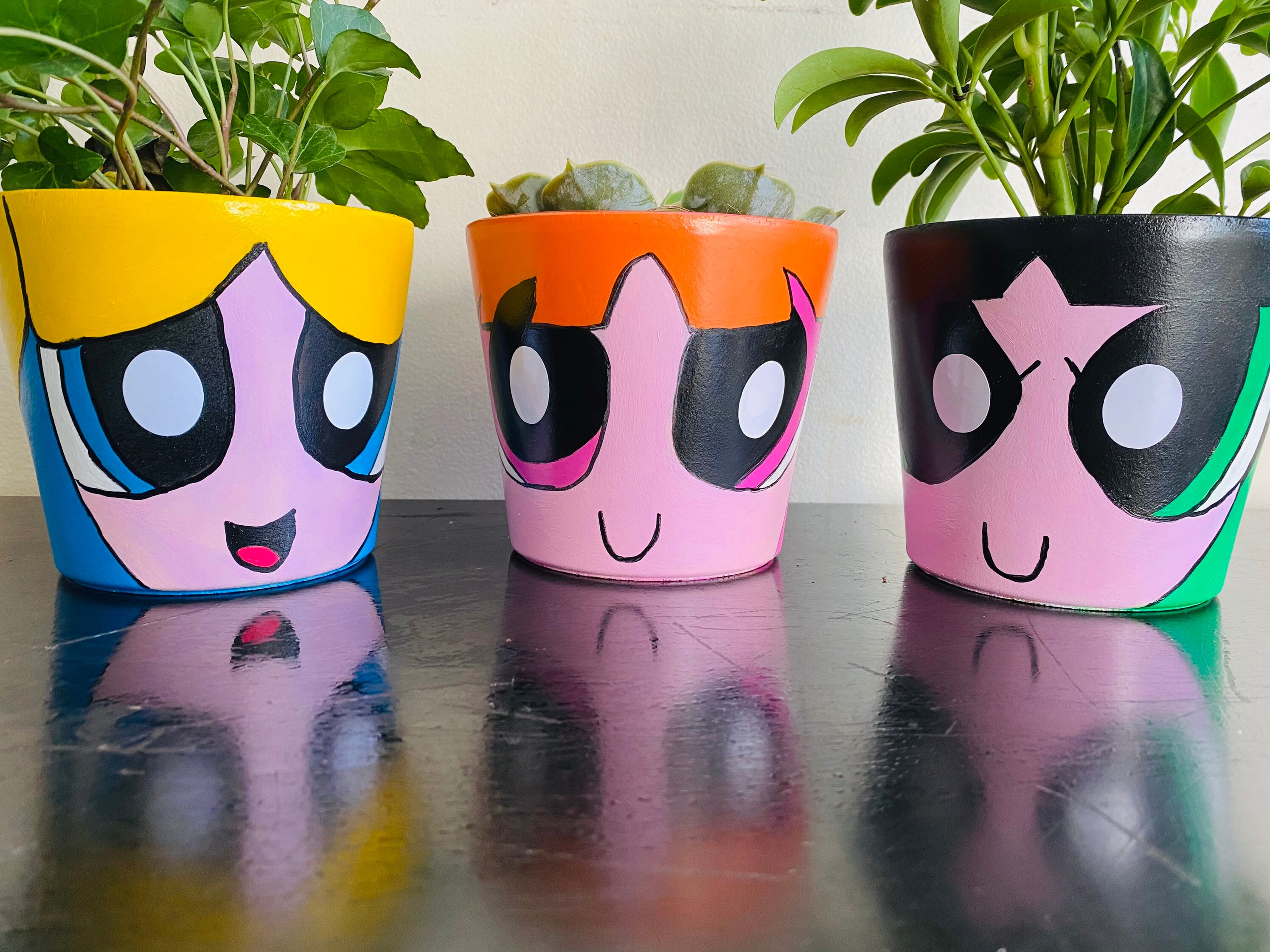 Powerpuff Girls Blossom Bubbles Buttercup Hand Painted Plant - Etsy UK