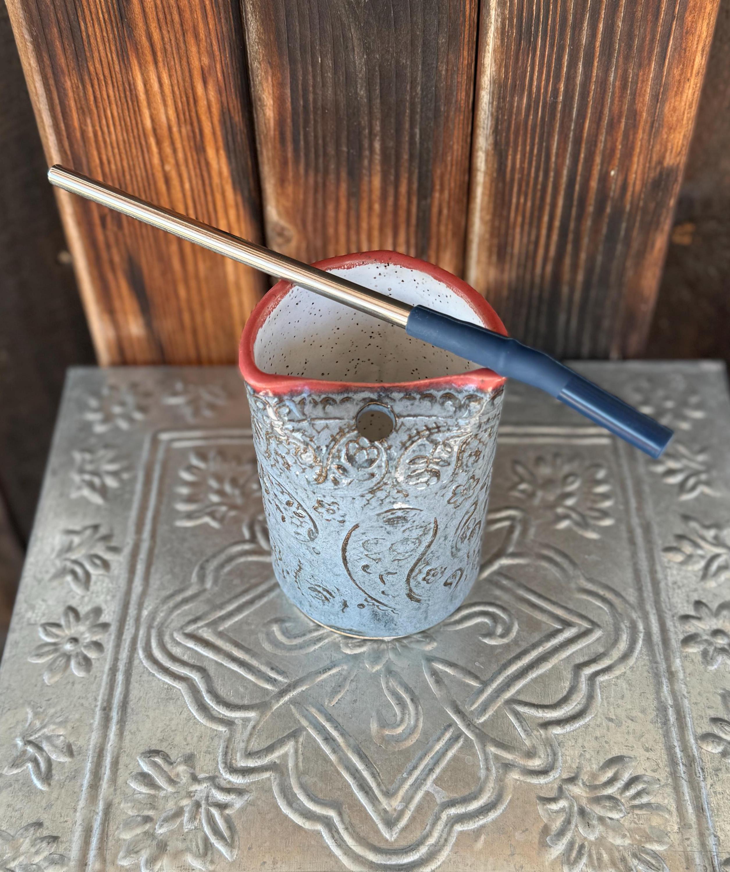 Ceramic Straw Cup, Pottery Straw Cup, 12 Oz Ceramic Tumbler, Straw Cup ...