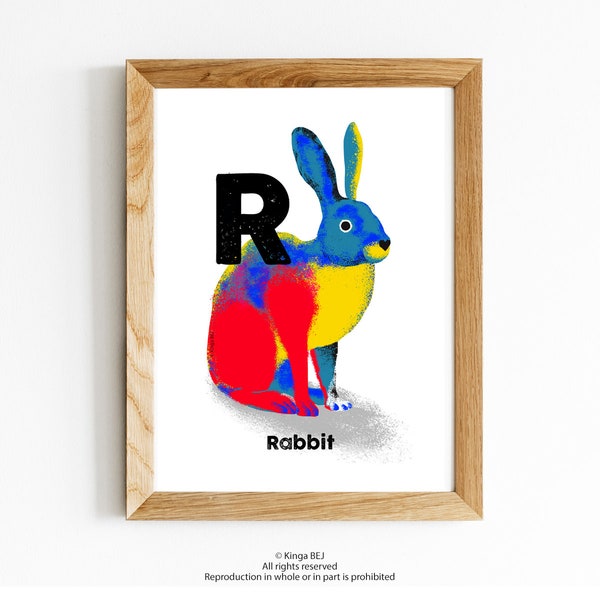 Letter R Animal Art - Etsy