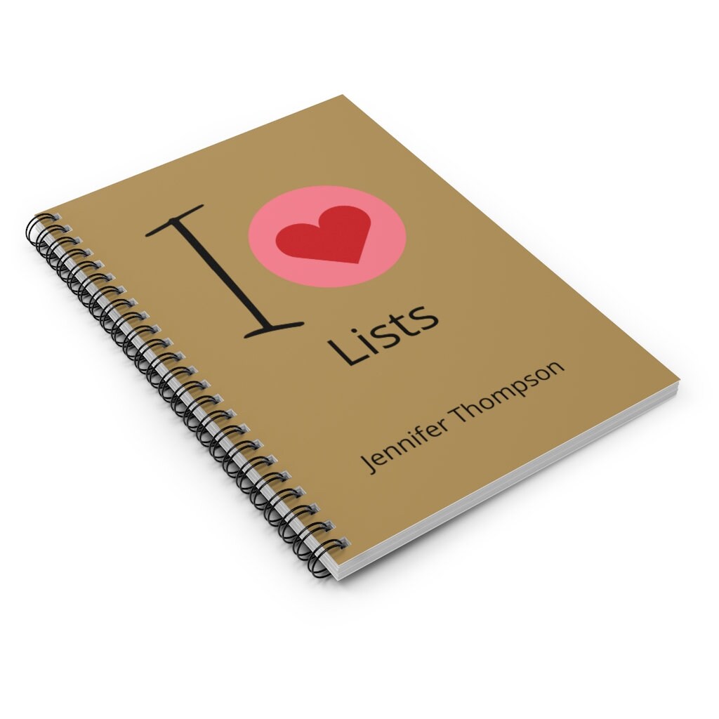 Custom Spiral Notebook, Personalized List Notepad, I Love Lists for ...