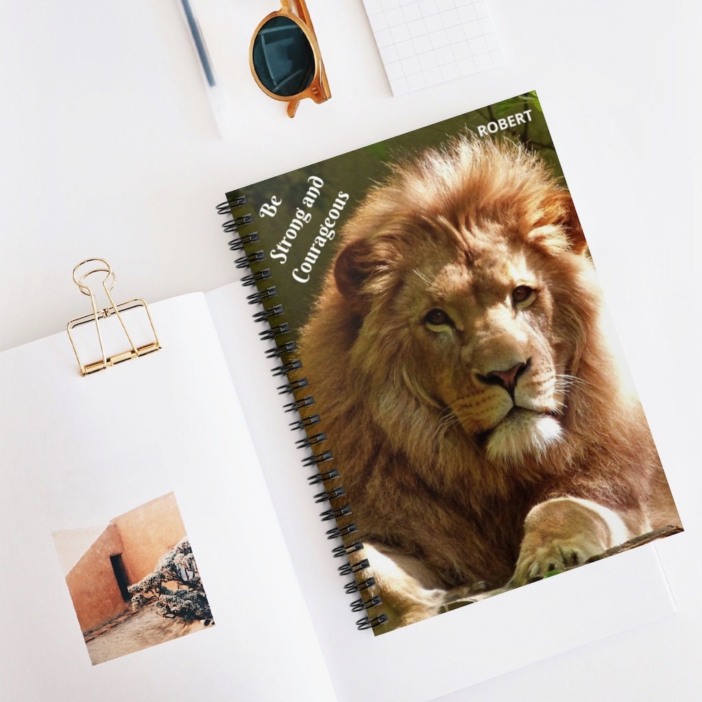 Lion, Custom Spiral Notebook, Personalized Notebook, Lion Journal, Lion ...