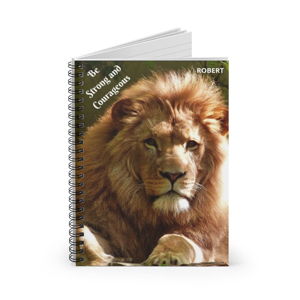Lion, Custom Spiral Notebook, Personalized Notebook, Lion Journal, Lion ...