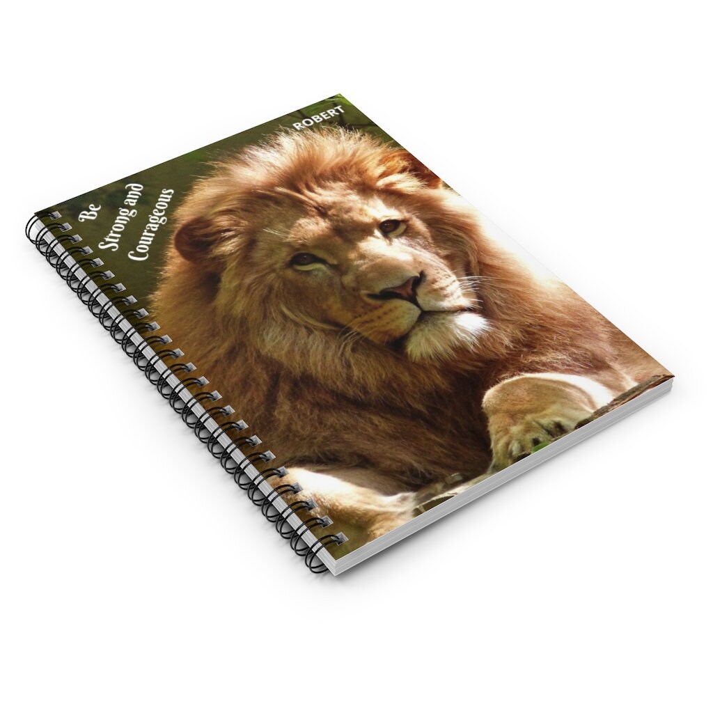 Lion, Custom Spiral Notebook, Personalized Notebook, Lion Journal, Lion ...