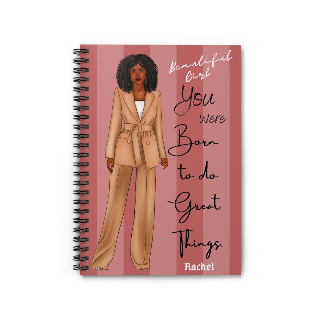 Custom Spiral Notebook, Personalized Notebook for Women, Black Woman ...