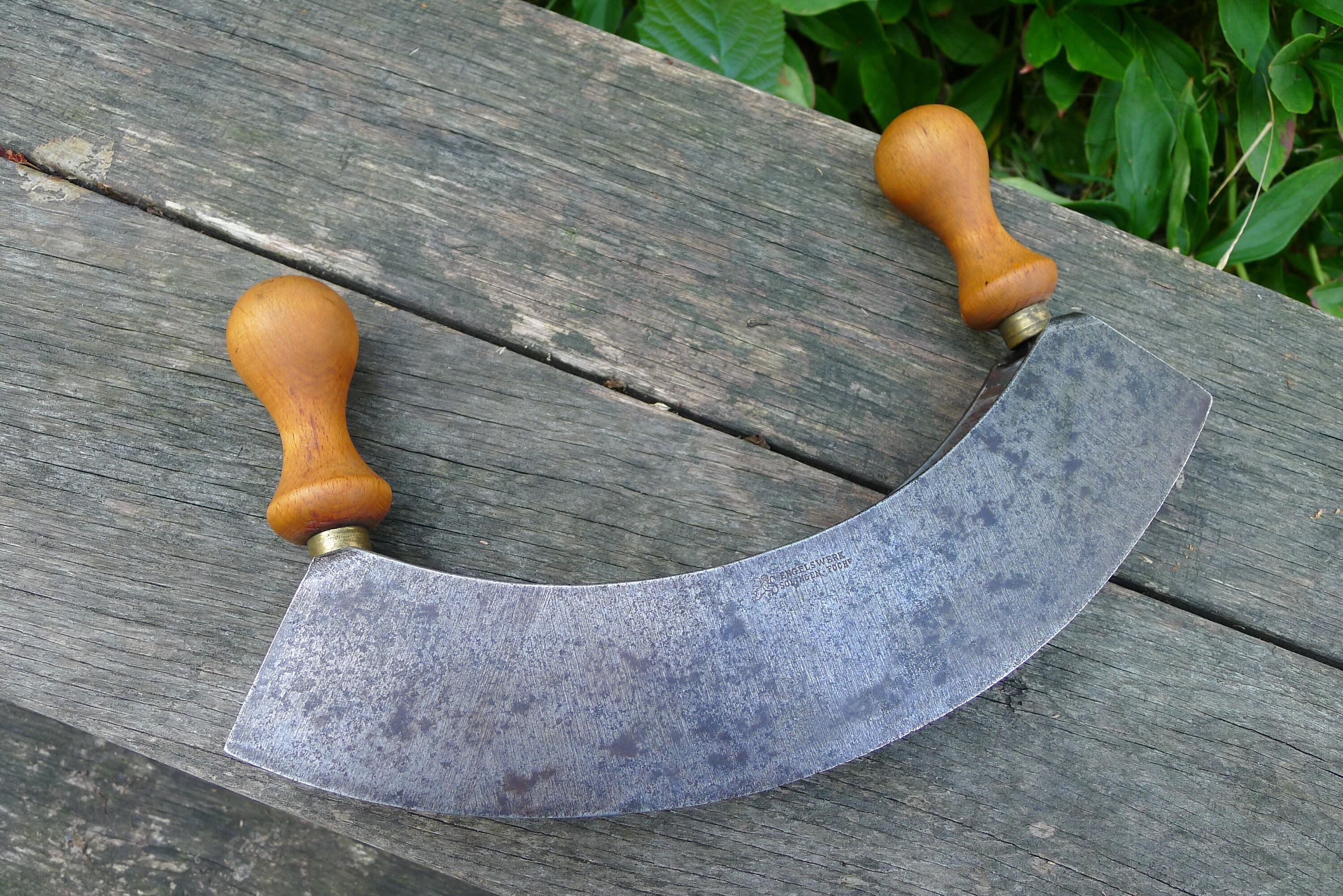 Antique Restored Double Mezzaluna Knife, 1920s, Forged Cast Steel ...