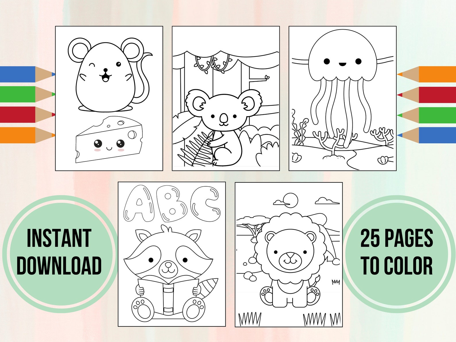Printable Animal Coloring Pages for Kids, Cute Animal Coloring Sheets ...