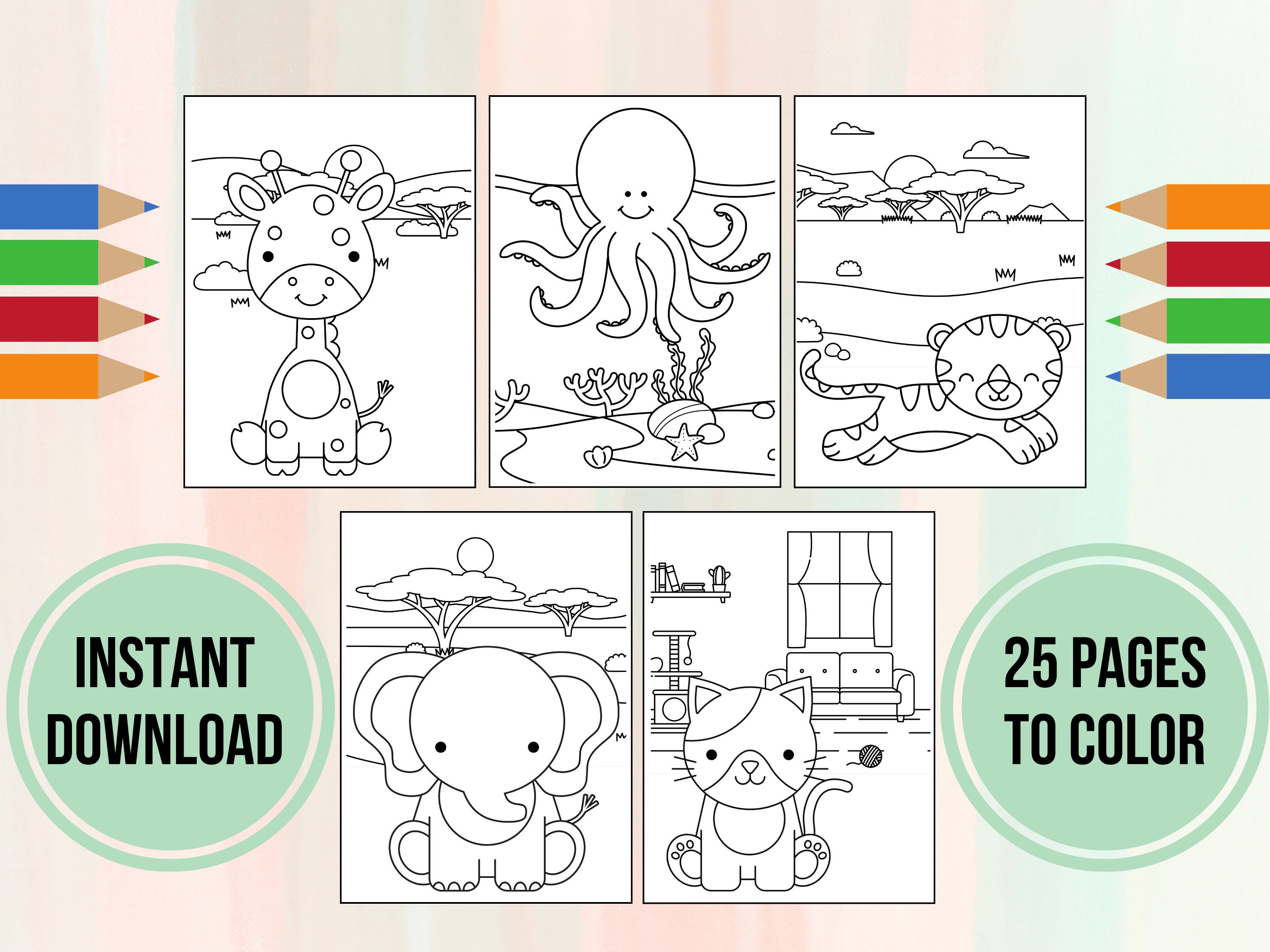 Printable Animal Coloring Pages for Kids, Cute Animal Coloring Sheets ...