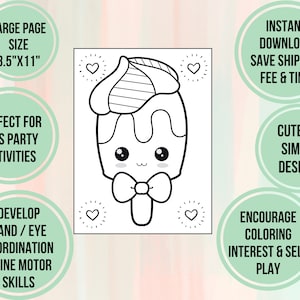 Kawaii Coloring Pages Printable, Ice Cream Coloring Sheets, Sweet ...