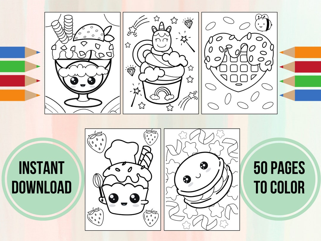 Kawaii Coloring Pages Printable, Ice Cream Coloring Sheets, Sweet ...
