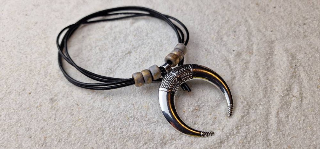 WITCHCRAFT ARTIFACTS Moon Goddess Leather Choker / Chain / Collar ...